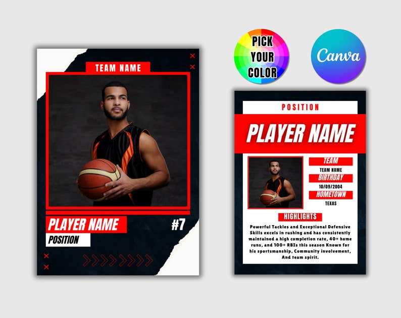 Basketball Trading Cards Template Customizable Basketball Player Card ...