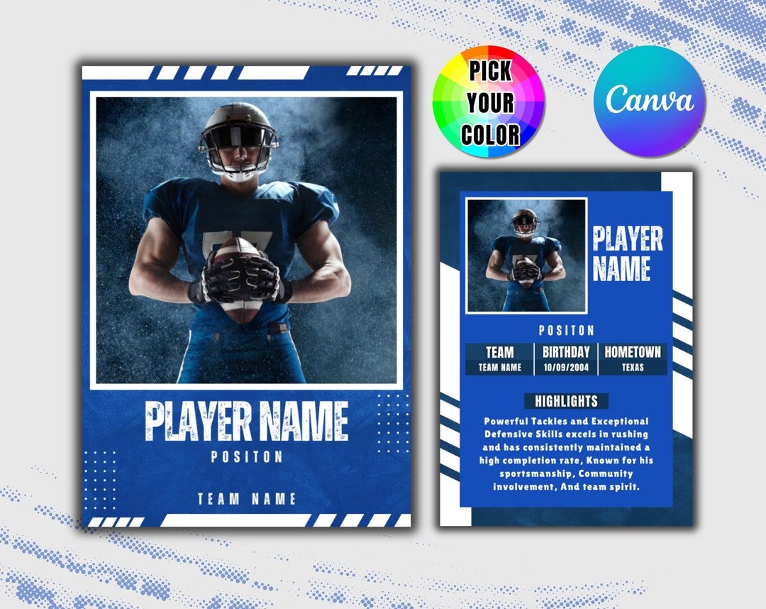 Personalized Football Trading Card Template, DIY Sport Card (canva) - Etsy