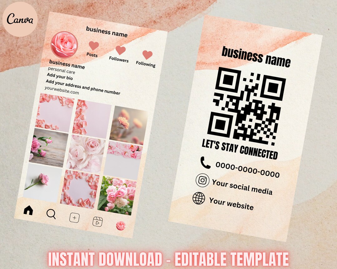 Rose Card Instagram Business Card IG Business Card Influencer Stylist ...