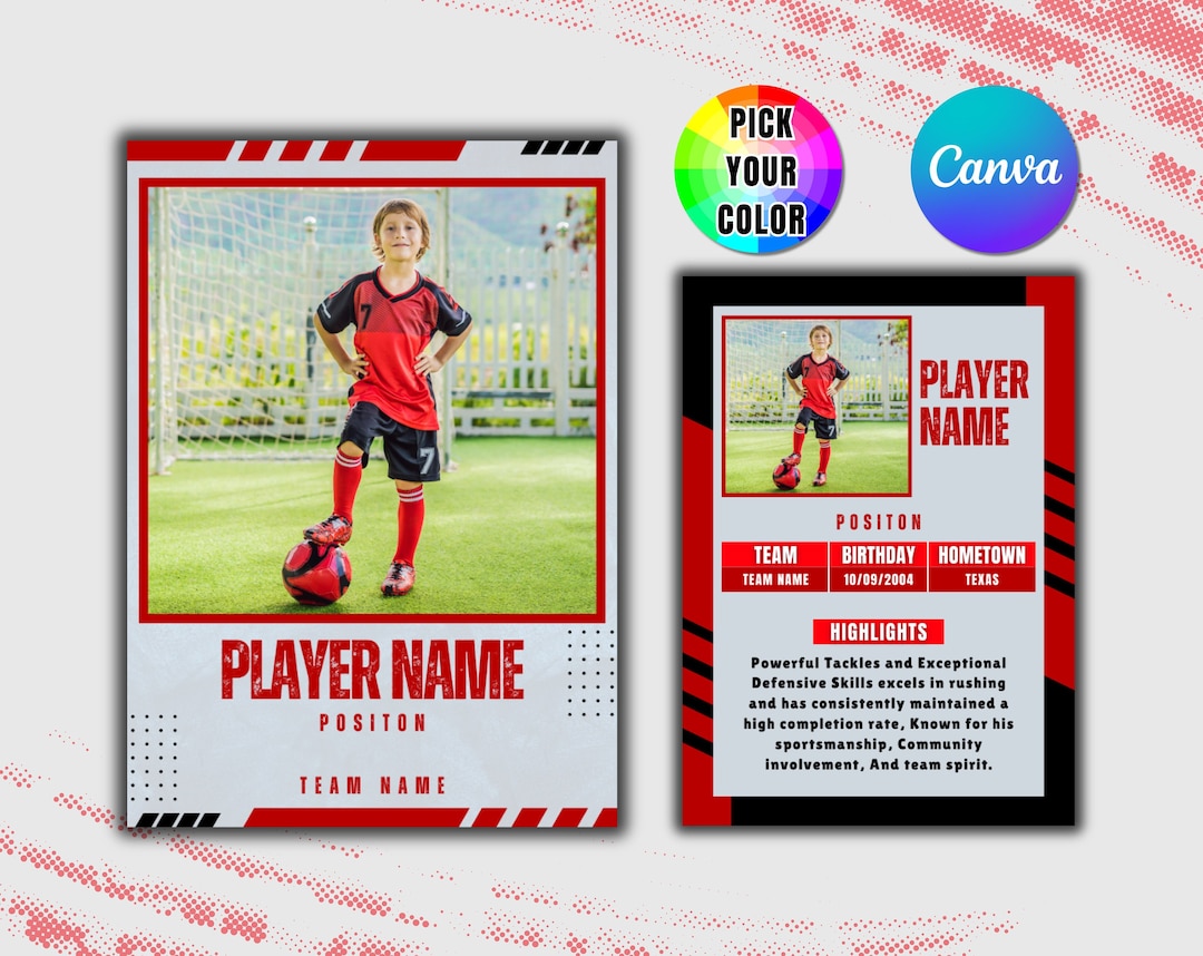Editable Soccer Trading Cards Template Personalized DIY Sport Card ...