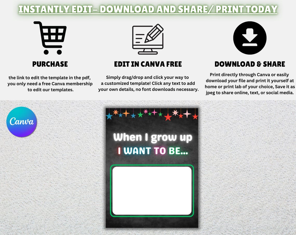 Editable When I Grow up Sign Template, When I Grow up I Want to Be ...