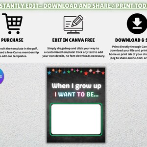 Editable When I Grow up Sign Template, When I Grow up I Want to Be ...