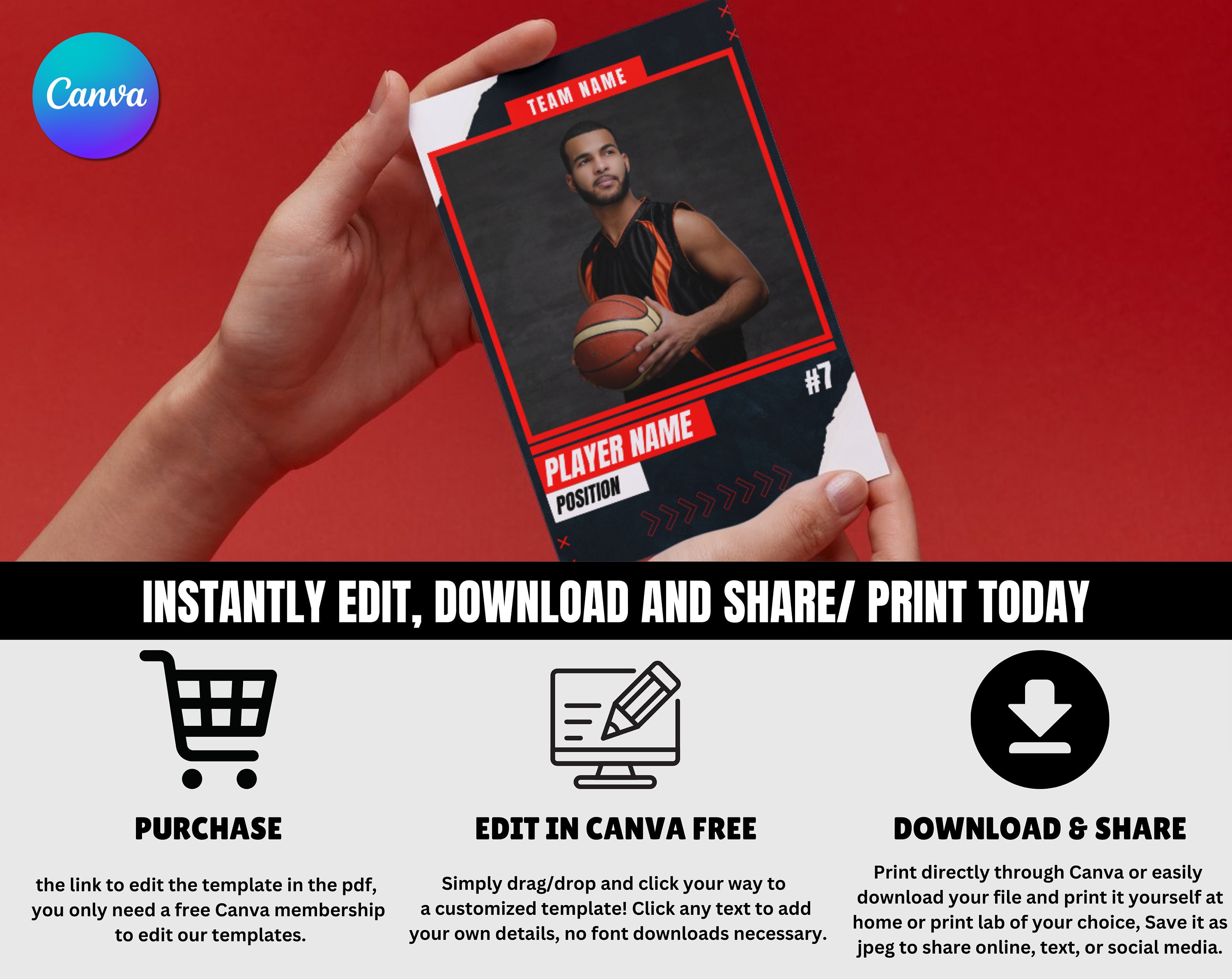 Basketball Trading Cards Template Customizable Basketball Player Card ...