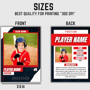 Baseball Trading Cards Editable Template, Customizable DIY Sports Card ...