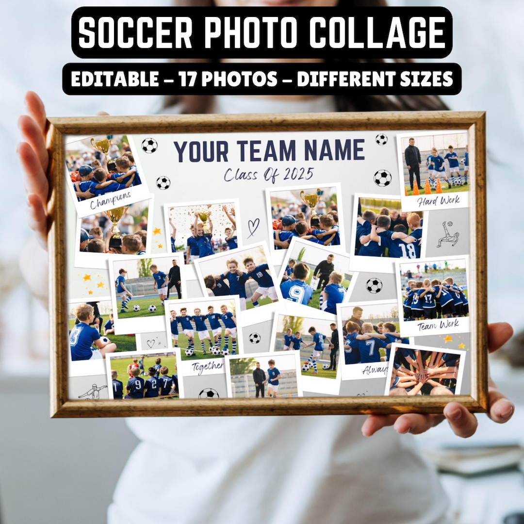 Soccer Photo Collage Gift School Team Photo Custom Gifts for Player ...