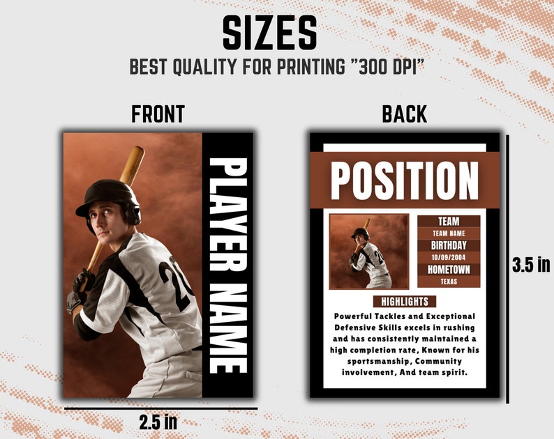 Baseball Trading Cards Template, Customizable DIY Sports Card ...