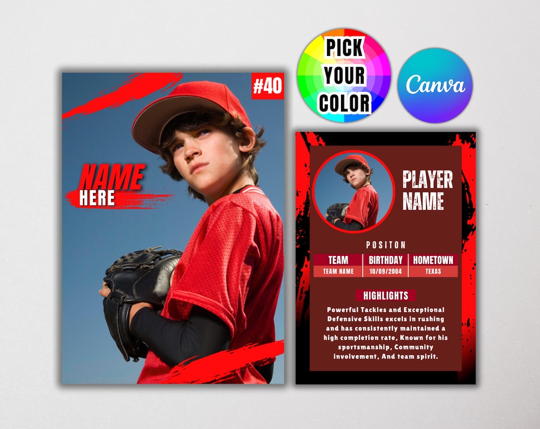 Baseball Trading Cards Editable Template, Customizable DIY Sports Card ...