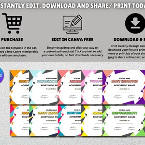 Editable Classroom Award Certificate Canva Template Bundle Printable ...