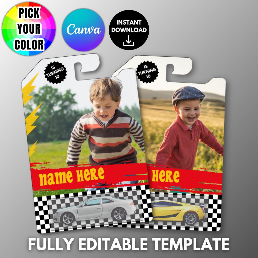Toy Race Car Packaging Template, Printable Car Toy Birthday Favor Tag ...