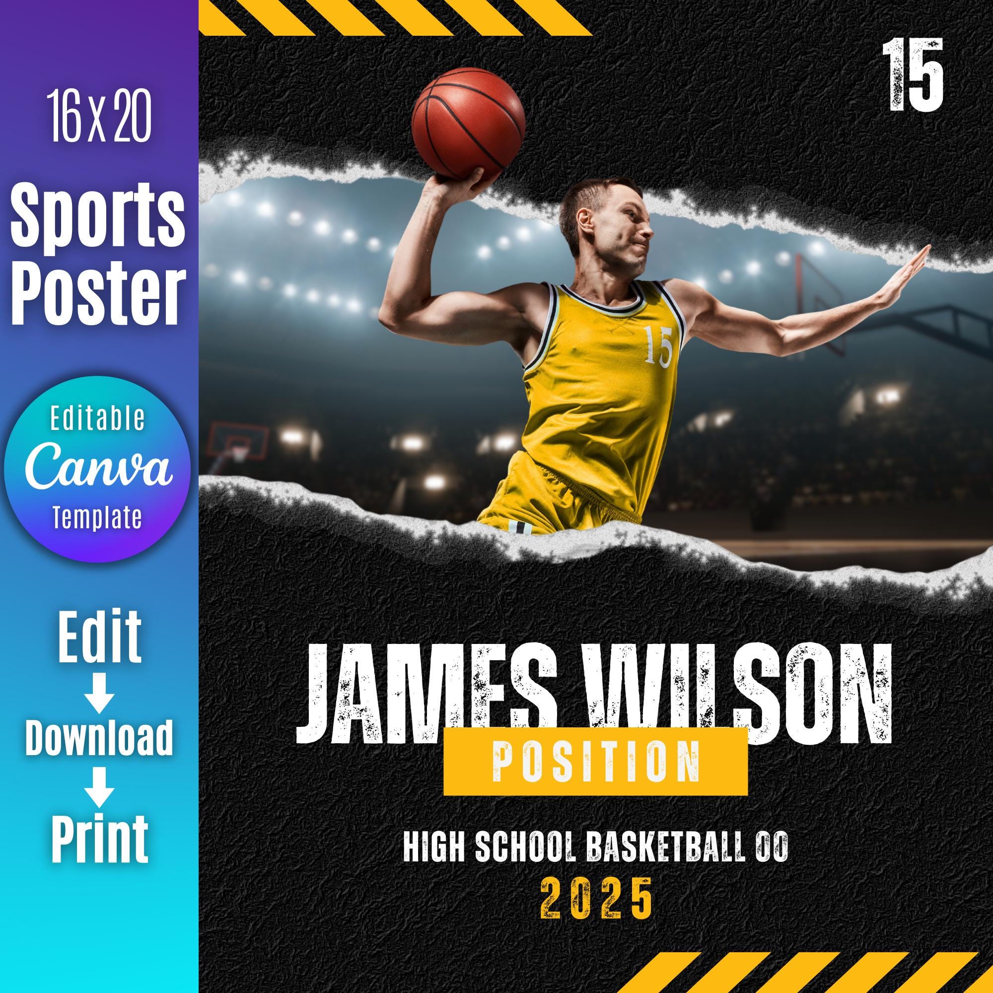 Basketball Poster Canva Template, Editable Basketball School Team Gifts ...