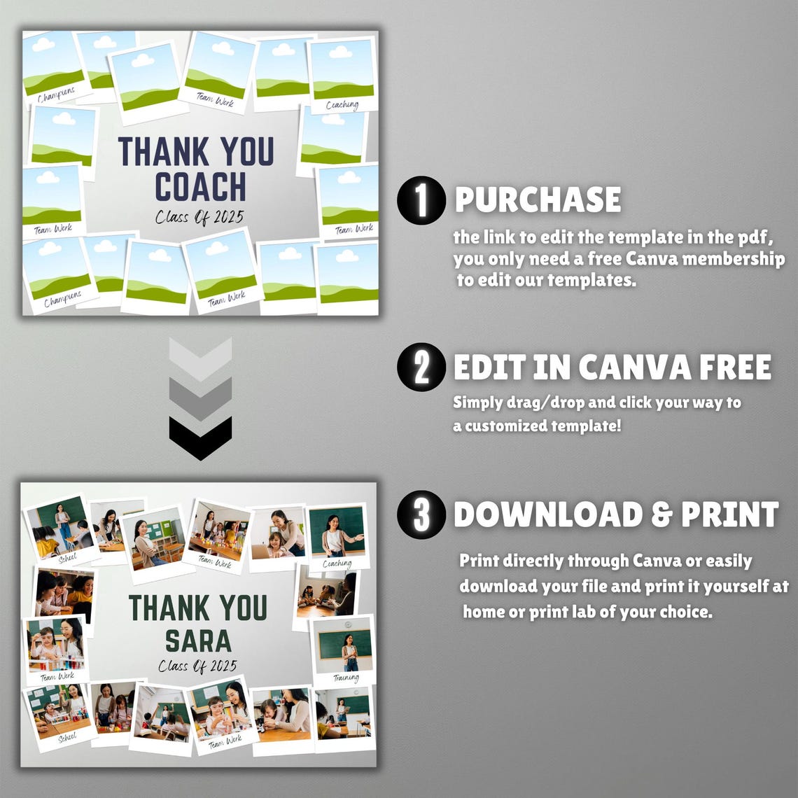 Custom Teacher Appreciation Gift Photo Collage Frame Printable Teacher ...