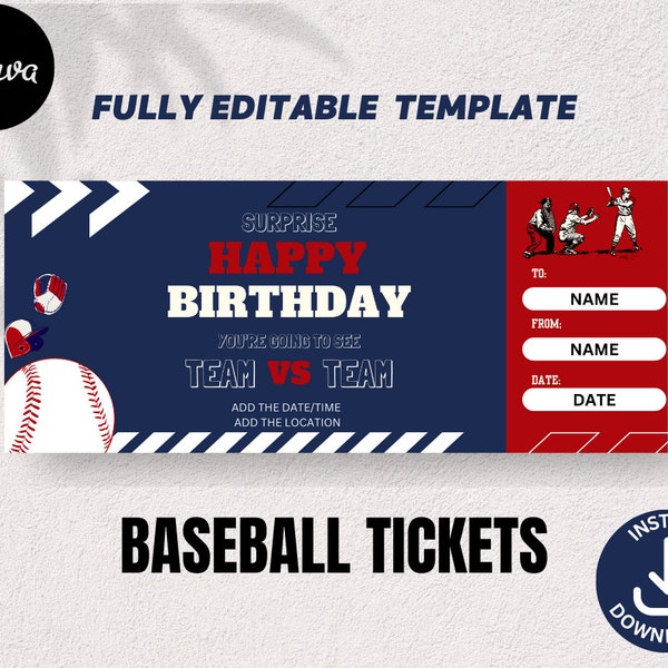 Printable Editable Baseball Ticket - Etsy