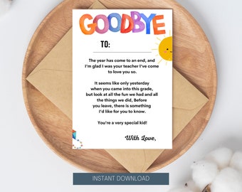 Editable End of Year Poem Goodbye Print for Students End of School ...