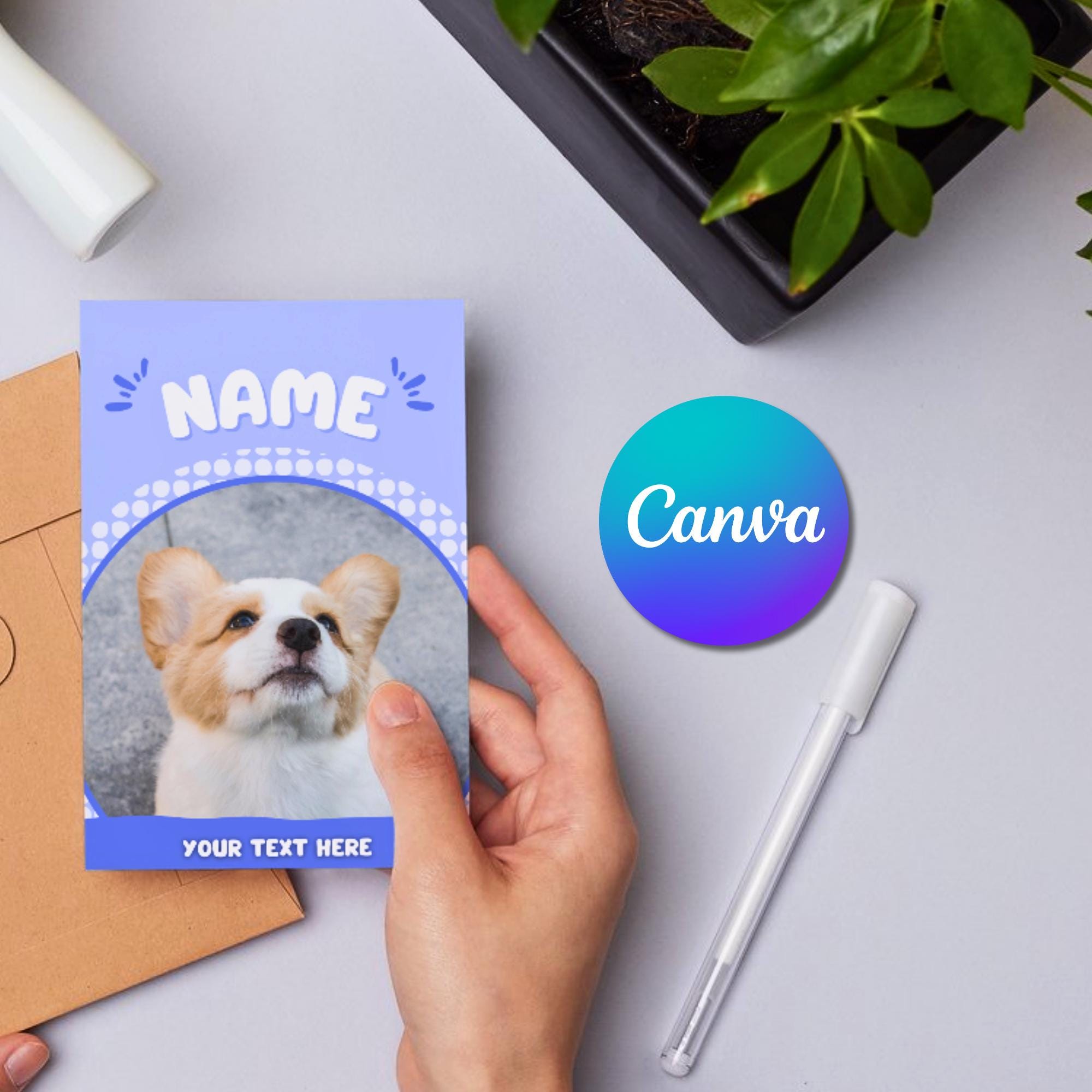 Editable Dog Trading Card Template, Custom Pet Trading Card Canva ...