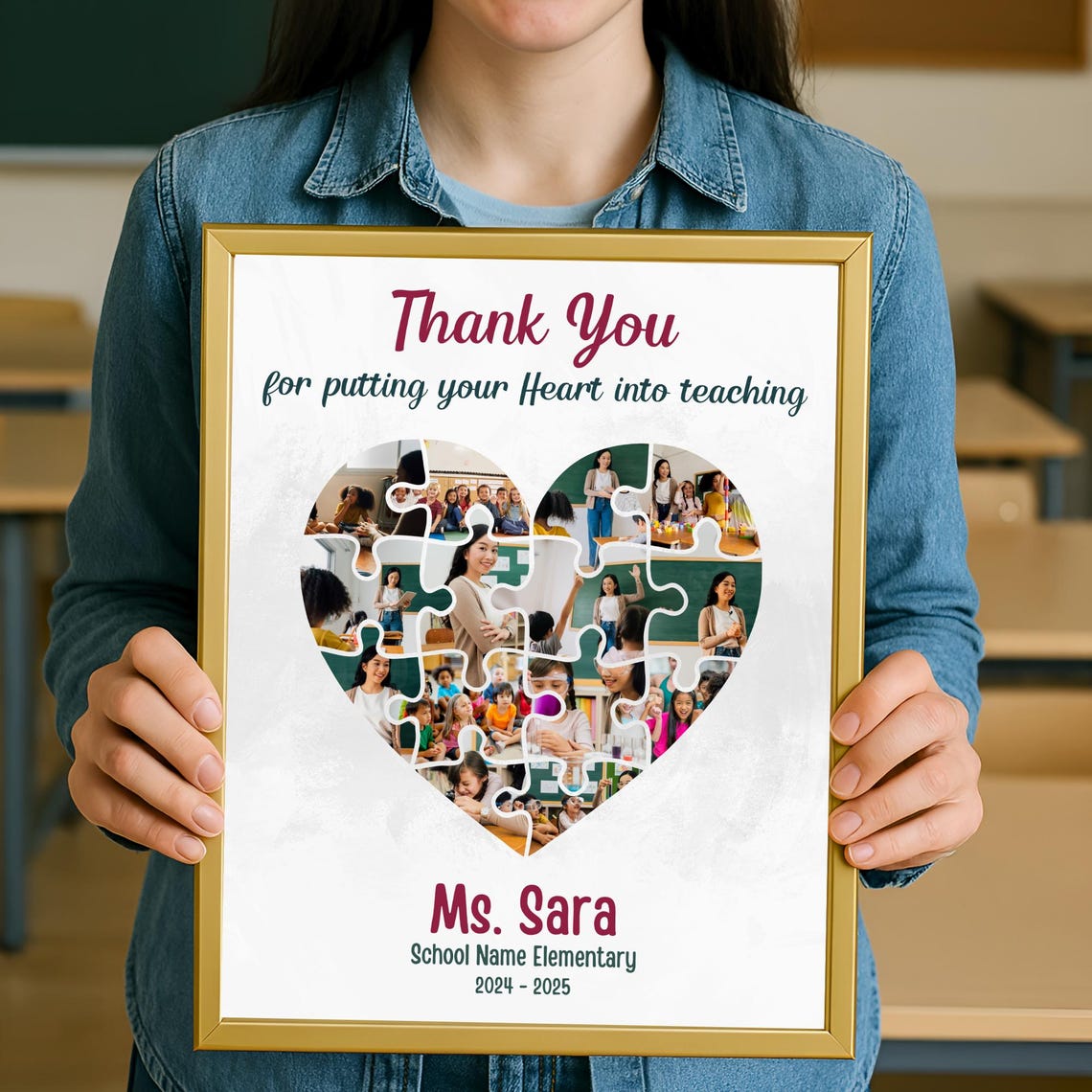 Teacher Photo Collage Gift: Personalized Printable Thank You Keepsake ...