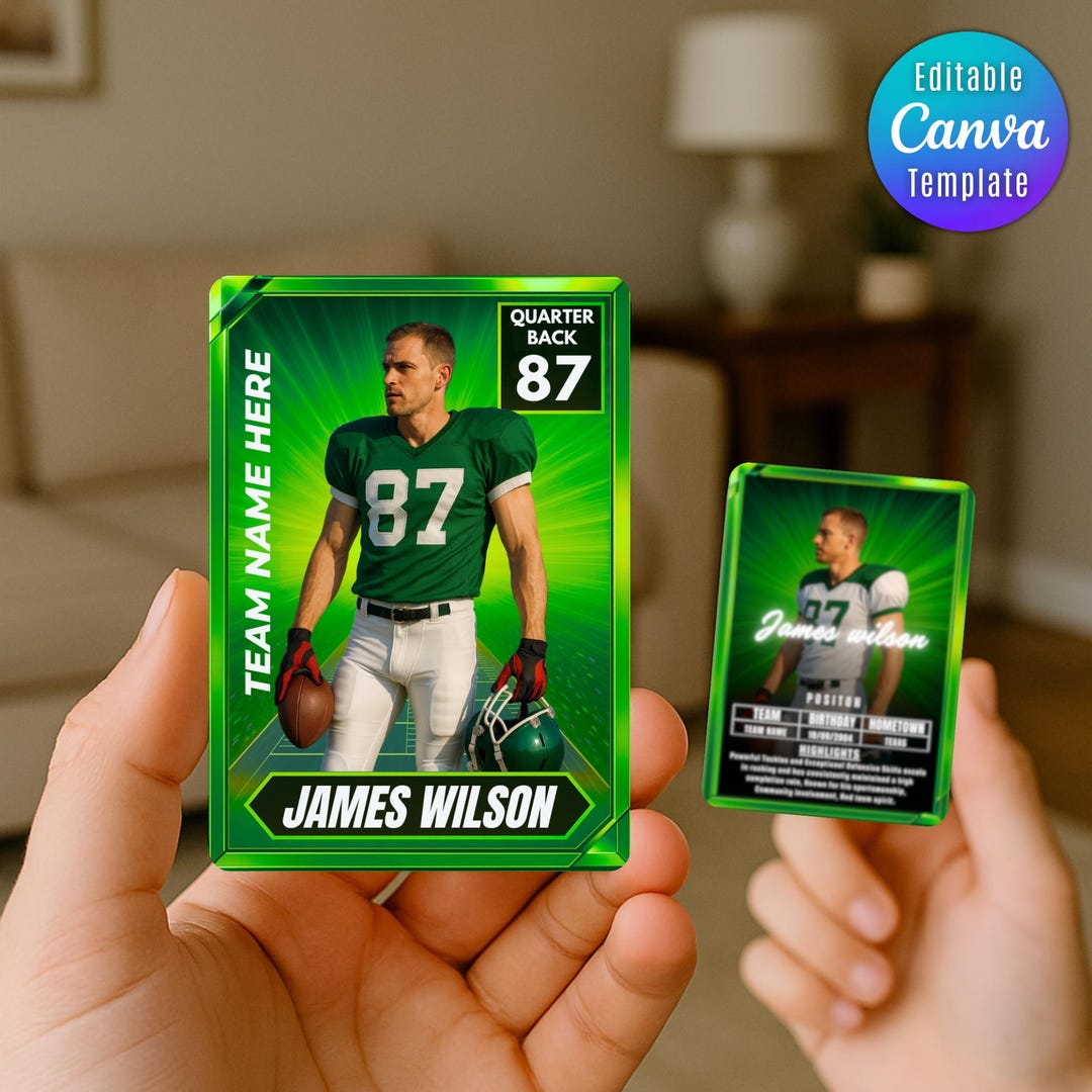 Football Trading Card Template: DIY Customizable Player Card (canva) - Etsy