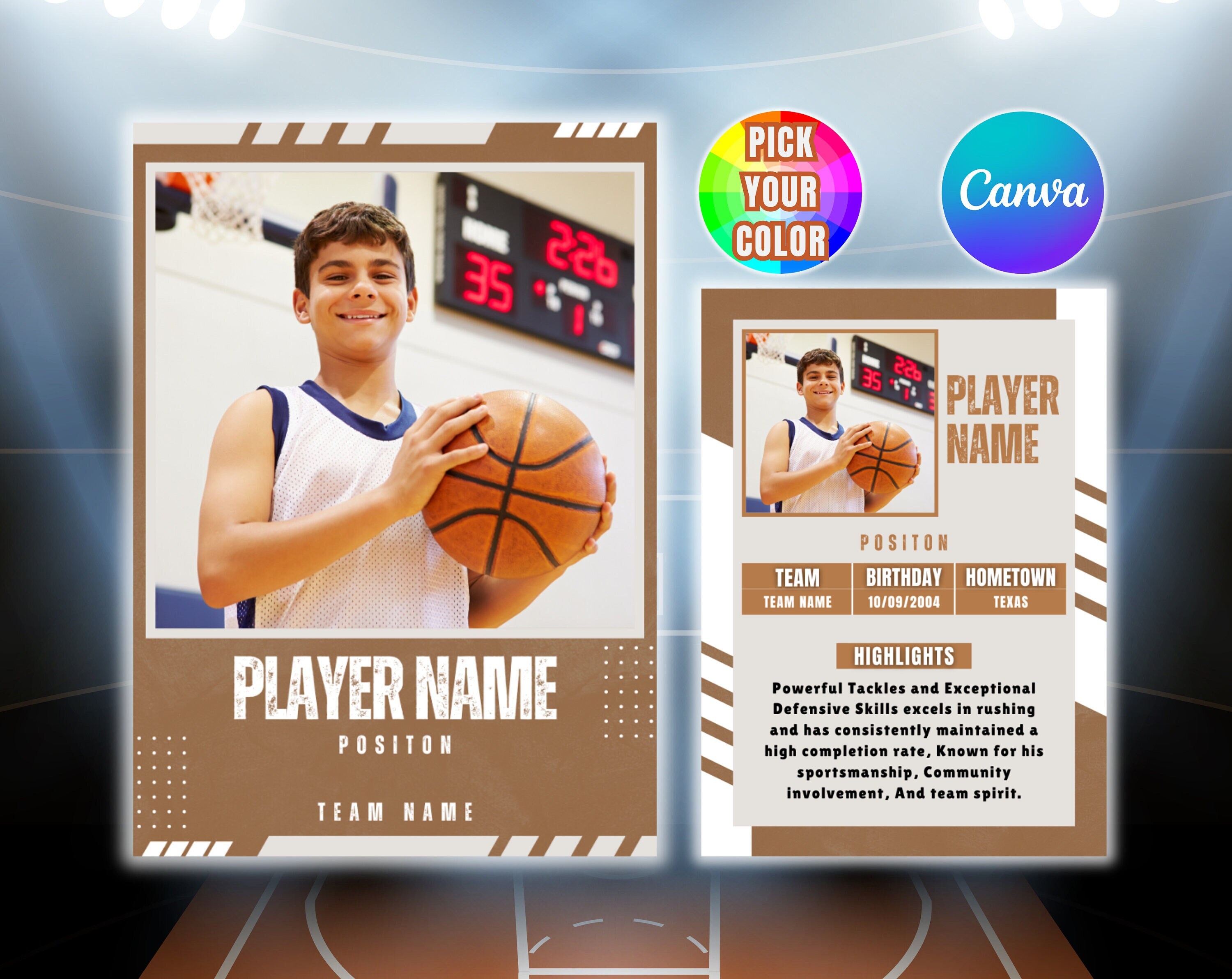 Basketball Trading Card Template Editable Basketball Player Cards ...