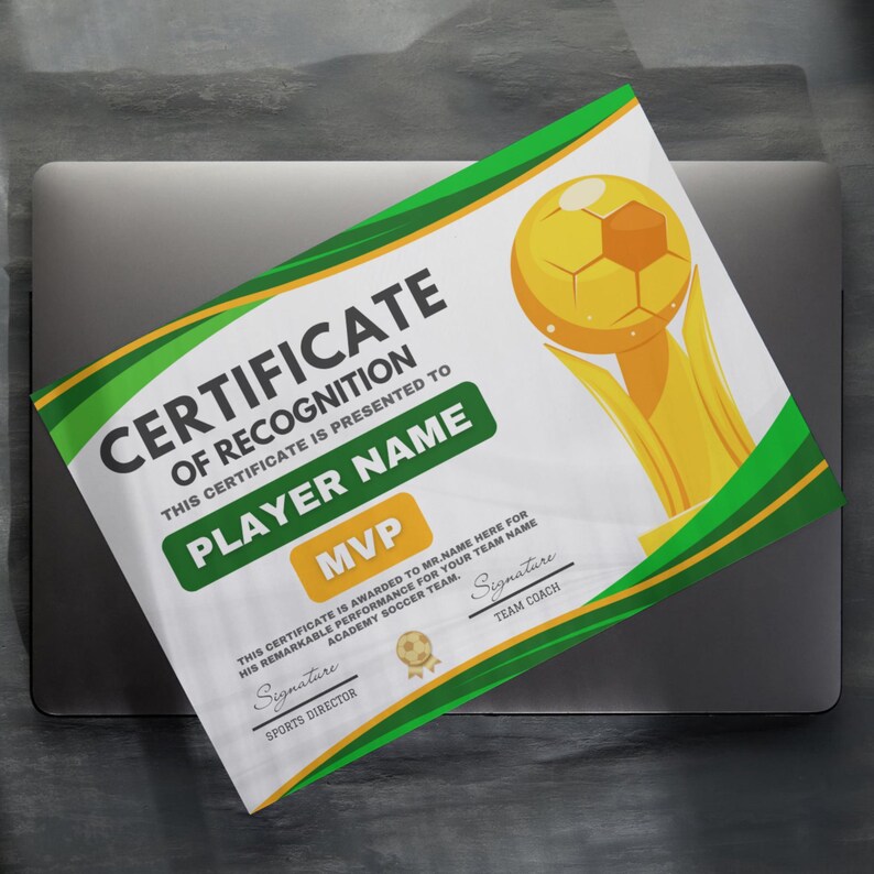 Custom Soccer Award End of Season/year Team Party Certificate Canva ...