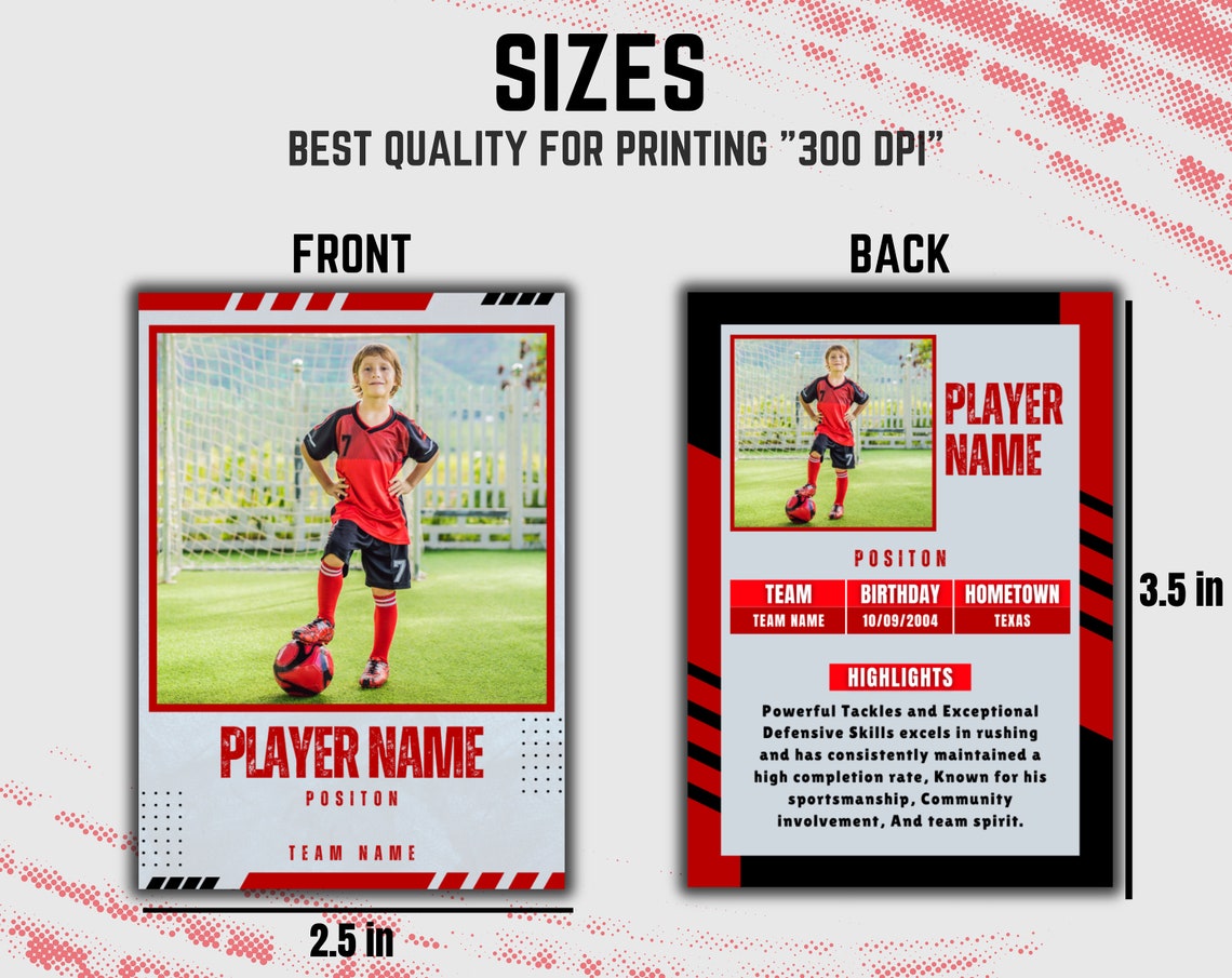 Editable Soccer Trading Cards Template Personalized DIY Sport Card ...