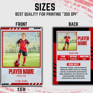 Soccer Trading Card Template, Personalized DIY Sport Card (canva) - Etsy