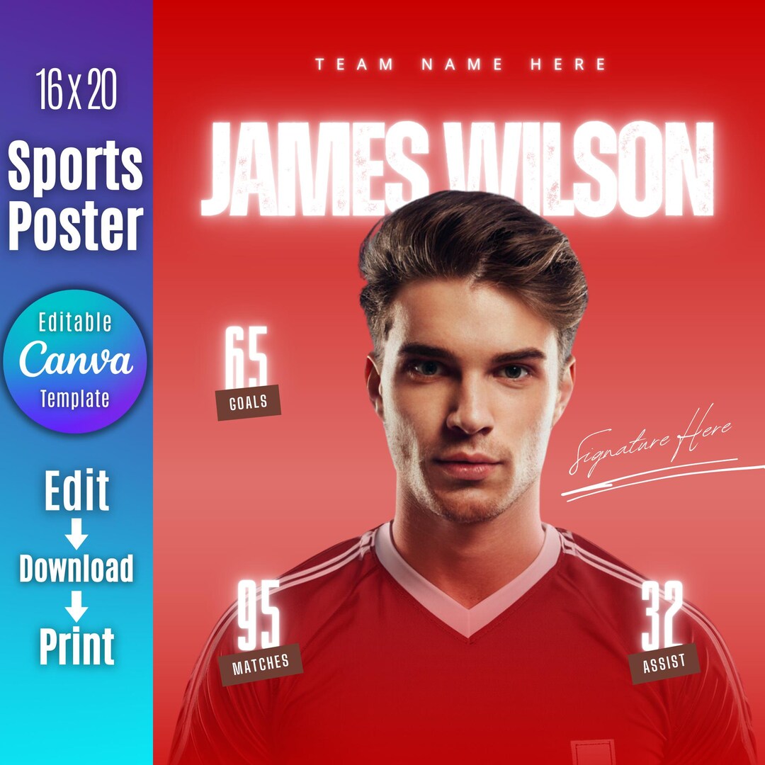 Soccer Poster Canva Template, Editable Soccer School Team Gifts, Custom ...