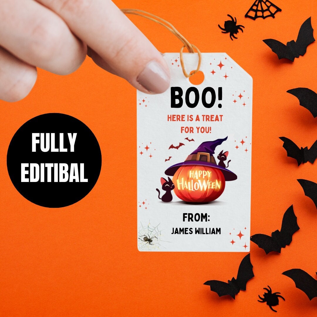 Editable Halloween Favor Tags, Boo Treat Bags (PDF File) - Etsy