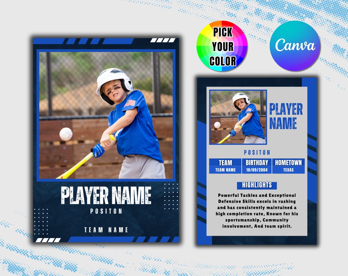 Customizable Baseball Trading Card Template, DIY Player Card (canva) - Etsy