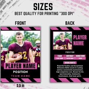 Football Trading Cards Template, Custom DIY Sports Card, Personalized ...