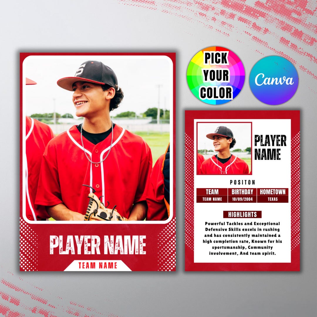 Baseball Trading Cards Template, Customizable DIY Sports Card ...