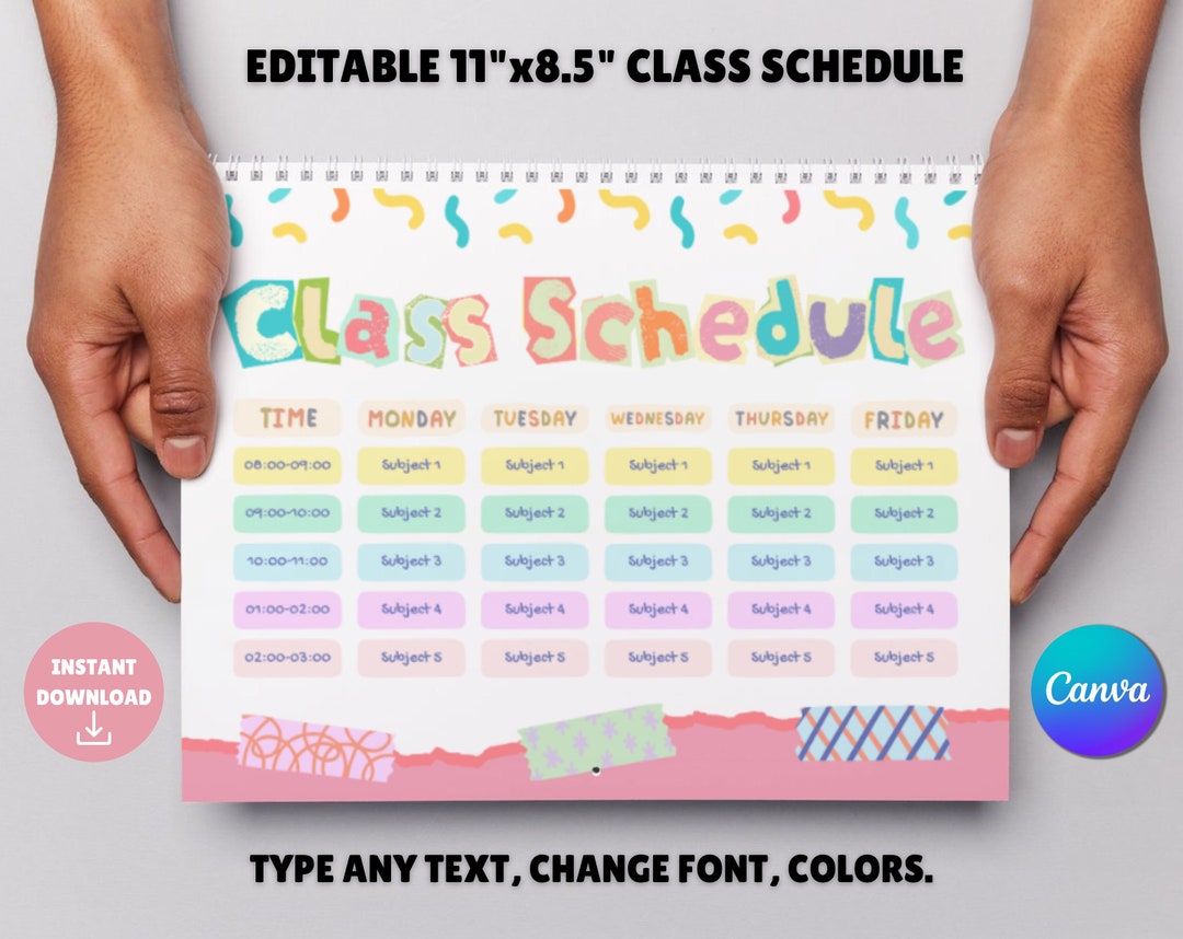 Classroom Schedule Editable Canva Template Class Management Printables ...