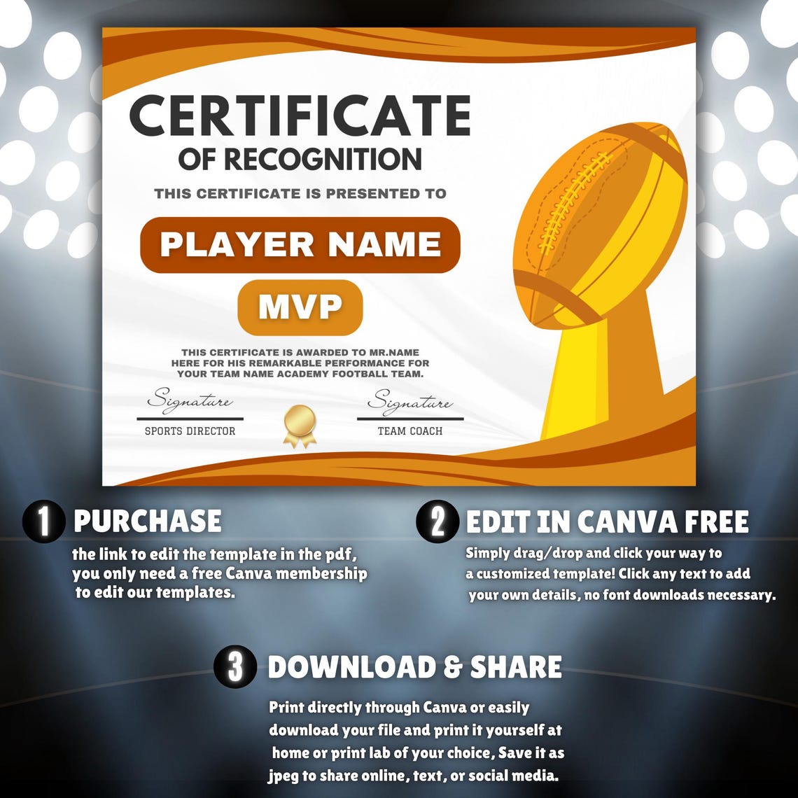Editable Football End of Season/year Ceremony Award Printable ...
