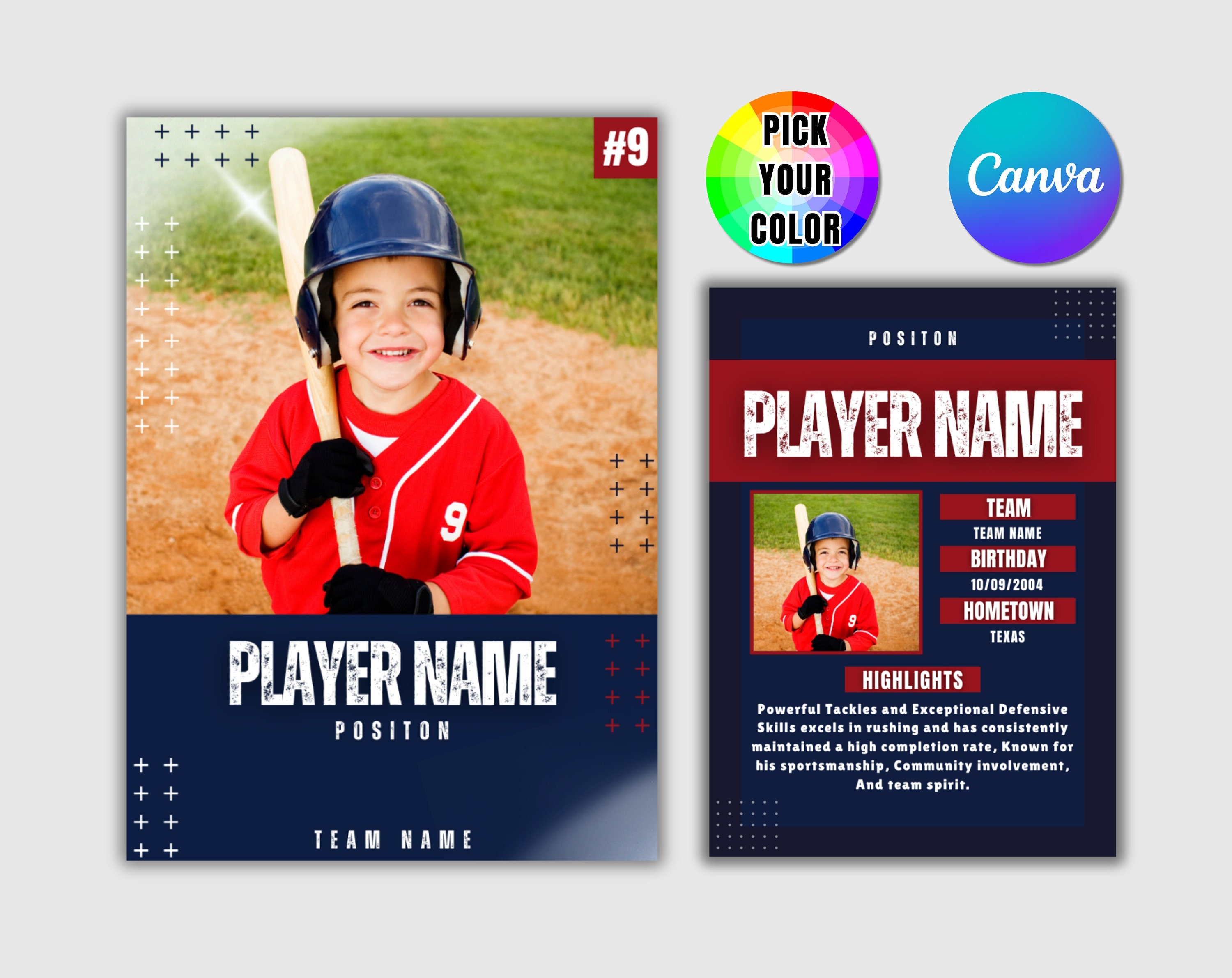 Editable Baseball Trading Cards Template, Customizable DIY Sports Card ...