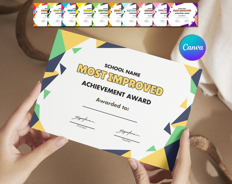 Editable Classroom Award Certificate Canva Template Bundle Printable ...