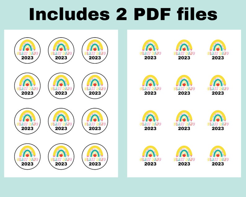 Printable Class Ring Stickers, Tags, Kindergarten Class Ring Graduation ...