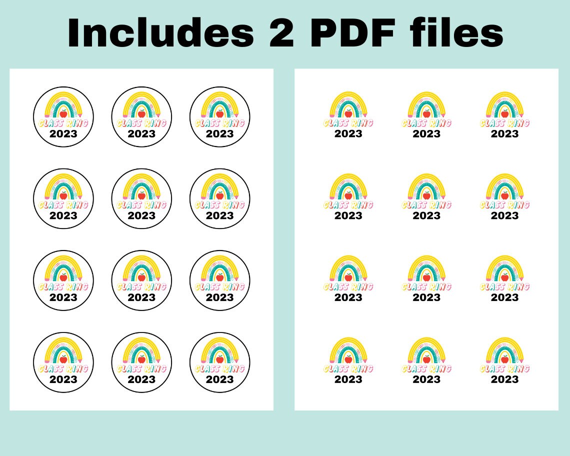 Printable Class Ring Stickers, Tags, Kindergarten Class Ring Graduation ...