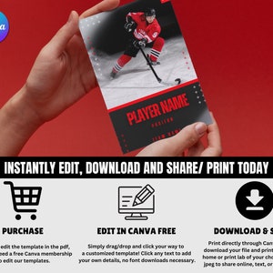 Ice Hockey Trading Card Template, Editable Player Card Canva Template ...