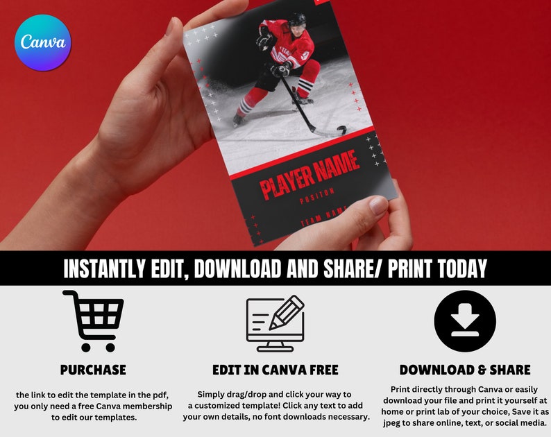 Ice Hockey Trading Card Template, Editable Player Card Canva Template ...