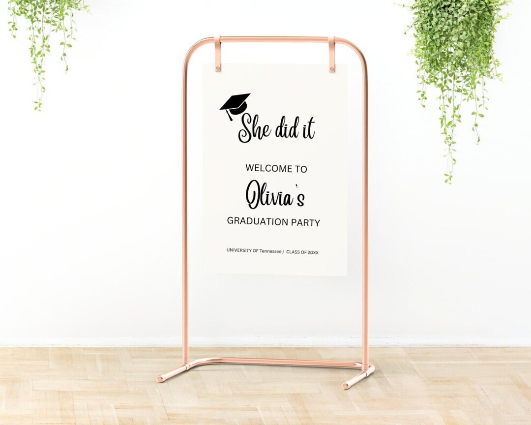 She Did It Graduation Welcome Sign Template Editable Graduation Party ...