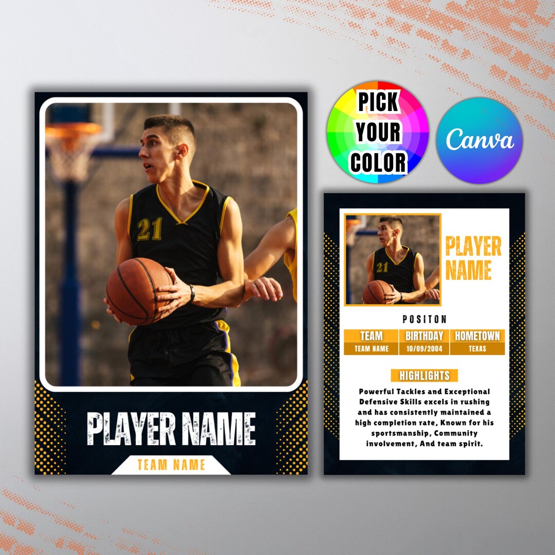 Basketball Trading Cards Template, Personalized DIY Sport Card ...