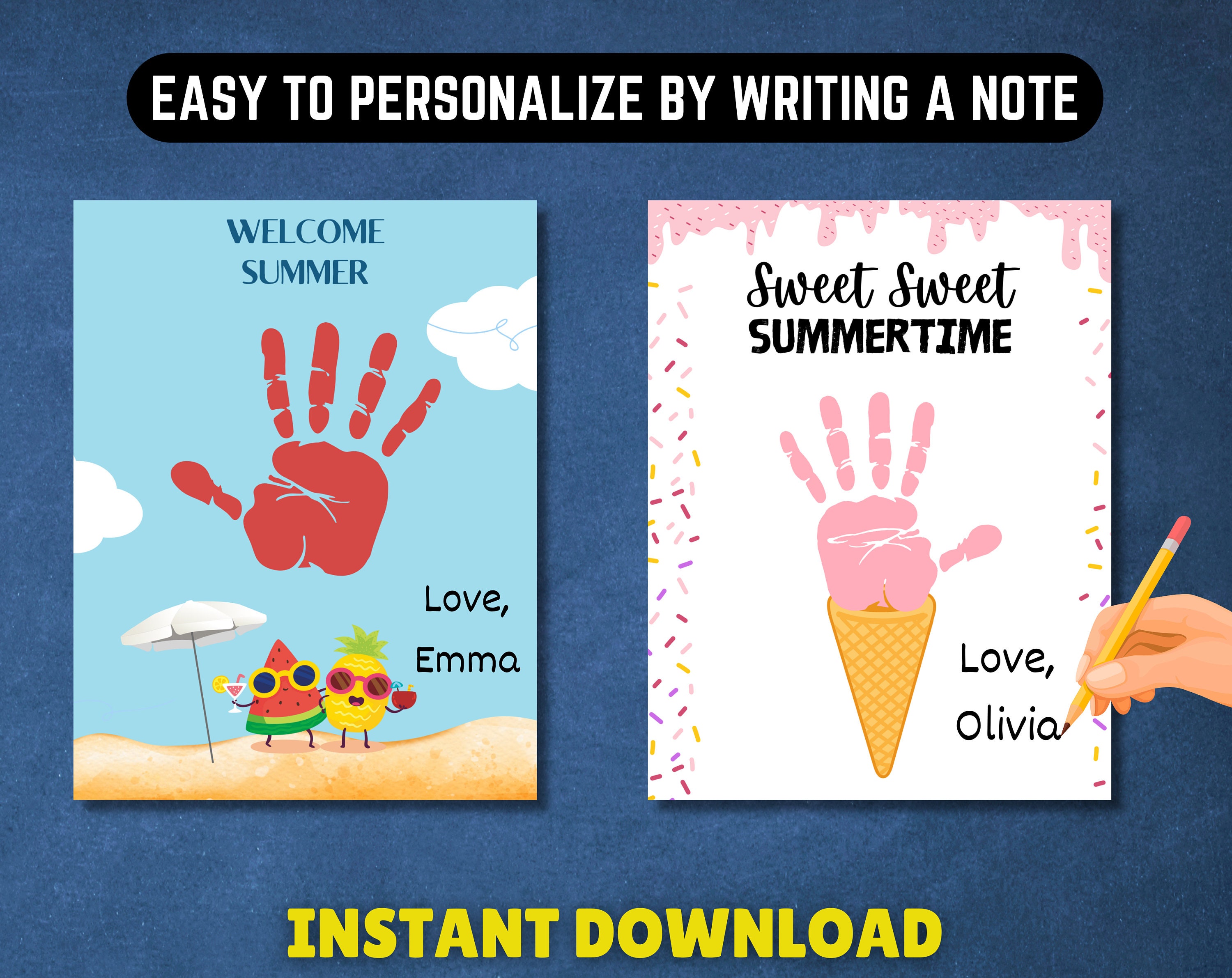 Summer Handprint and Footprint Craft Bundle 10 Printable DIY Summer ...