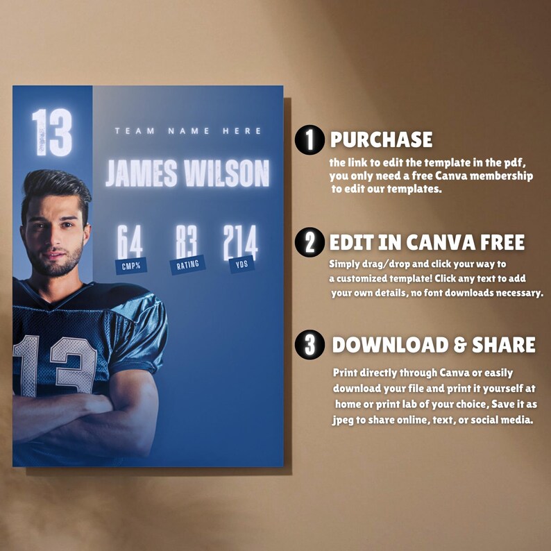 Poster Football Template Design DIY Sport Poster Printable Customizable ...