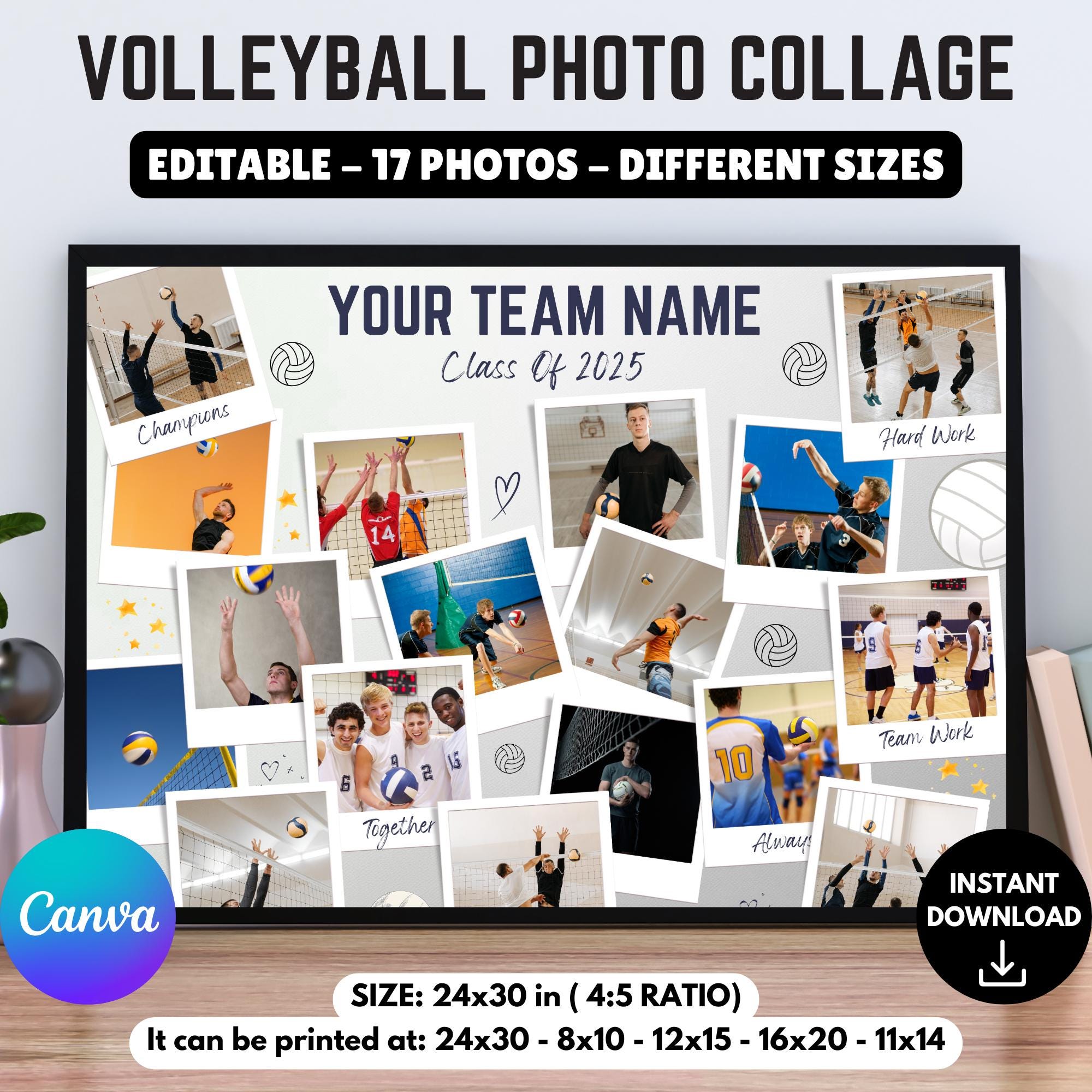 Volleyball Collage Photo Gift School Team Custom Frame Gifts for Player ...