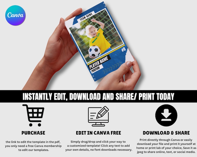 Editable Soccer Trading Cards Template Personalized DIY Sport Card ...