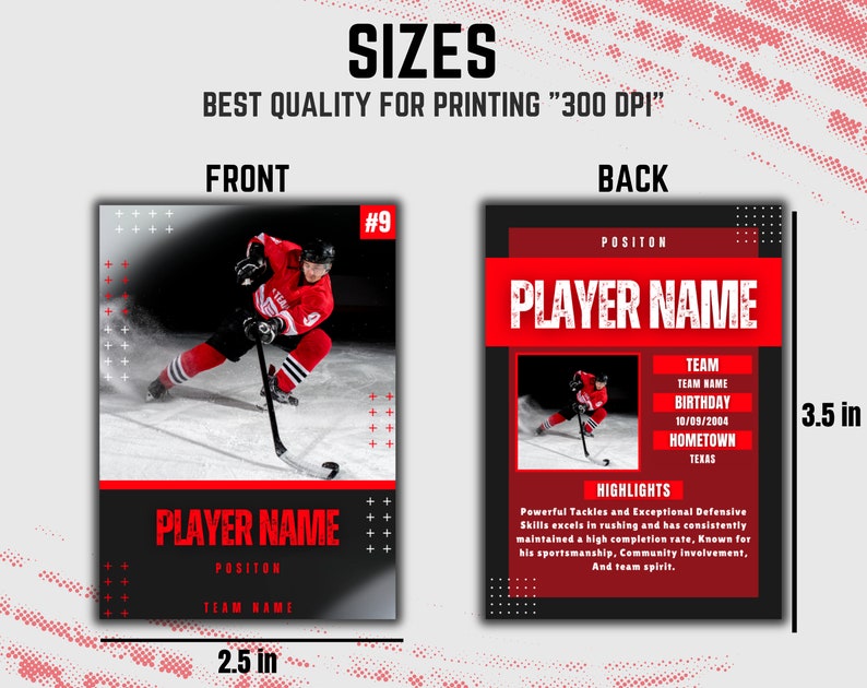 Ice Hockey Trading Card Template, Editable Player Card Canva Template ...