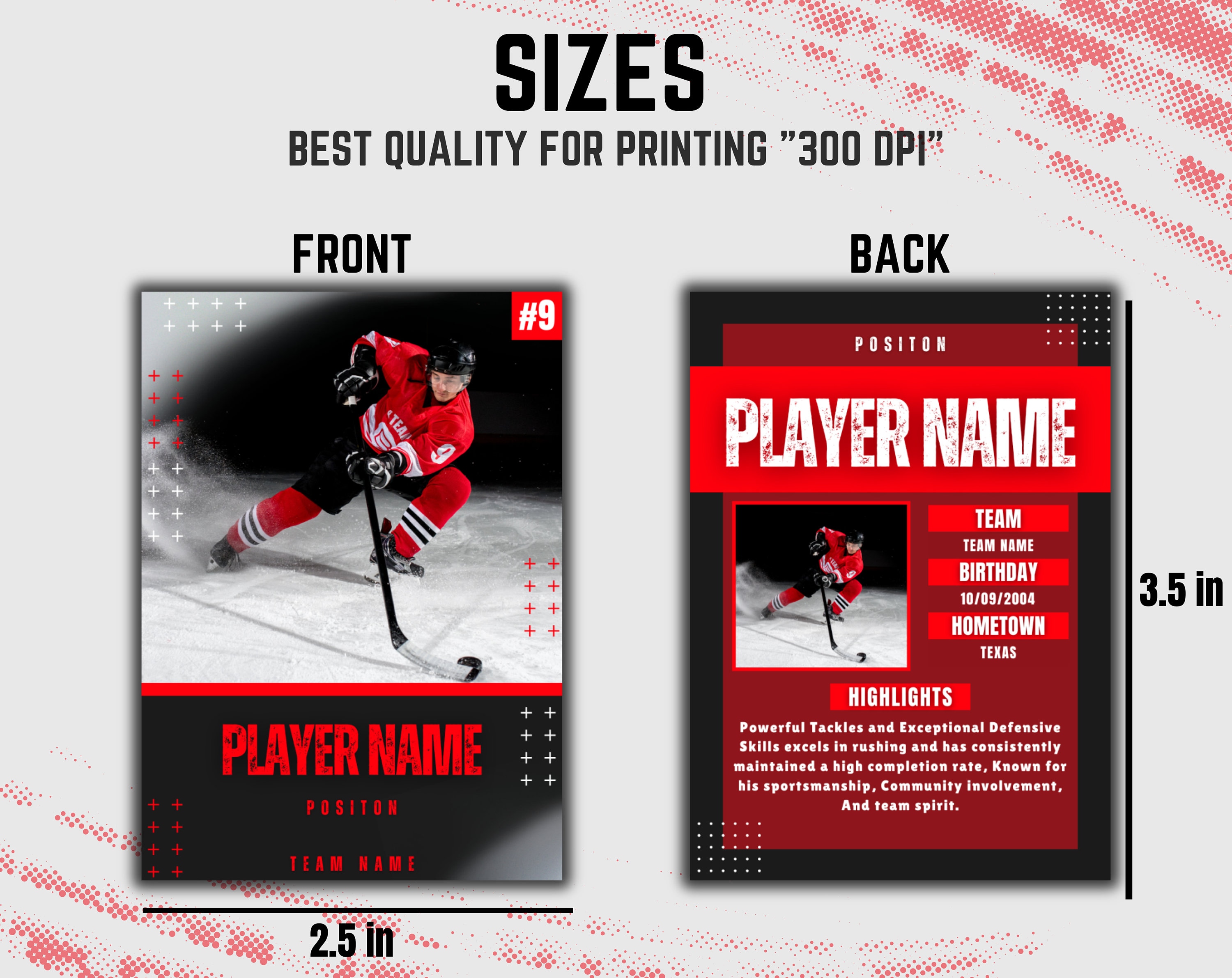 Ice Hockey Trading Card Template, Editable Player Card Canva Template ...