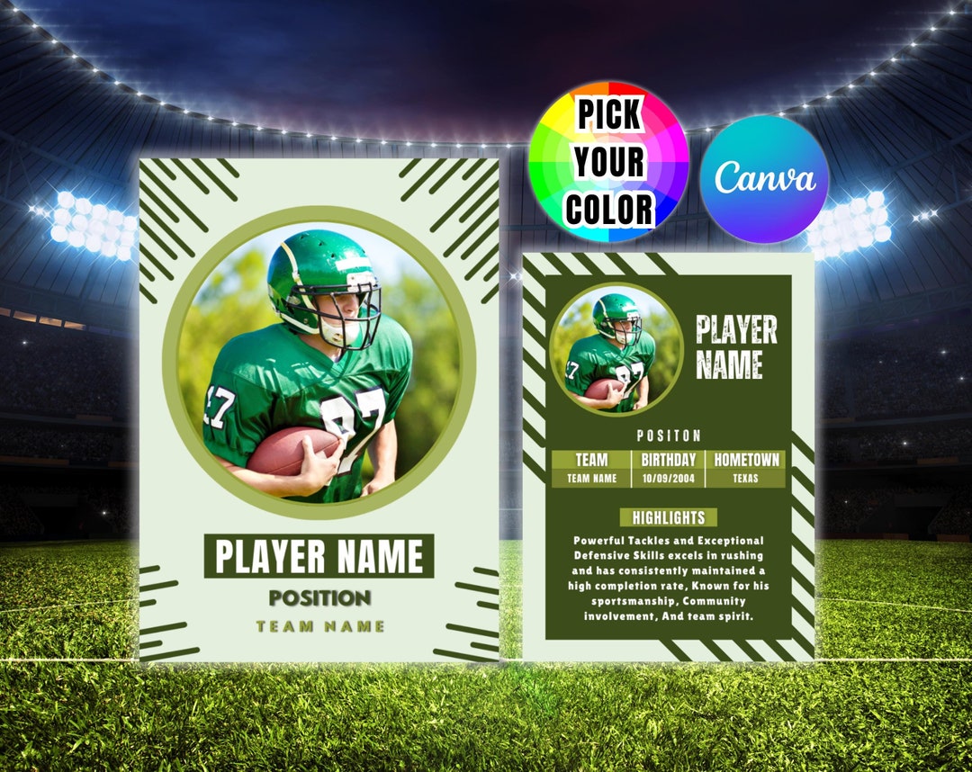 Custom Football Trading Card Template DIY Sport Cards Printable ...