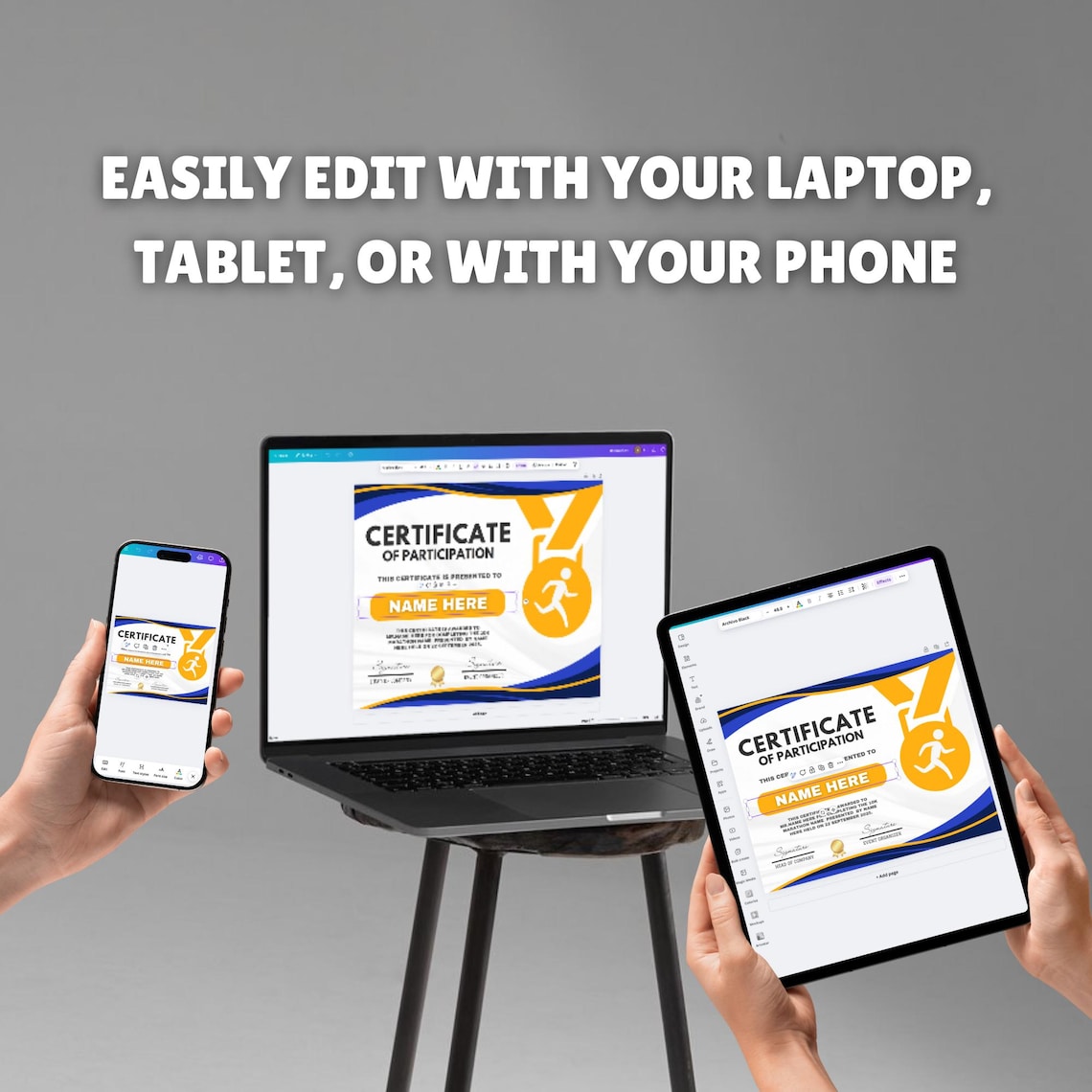 Running Marathon Award Certificate Editable Printable Participation ...