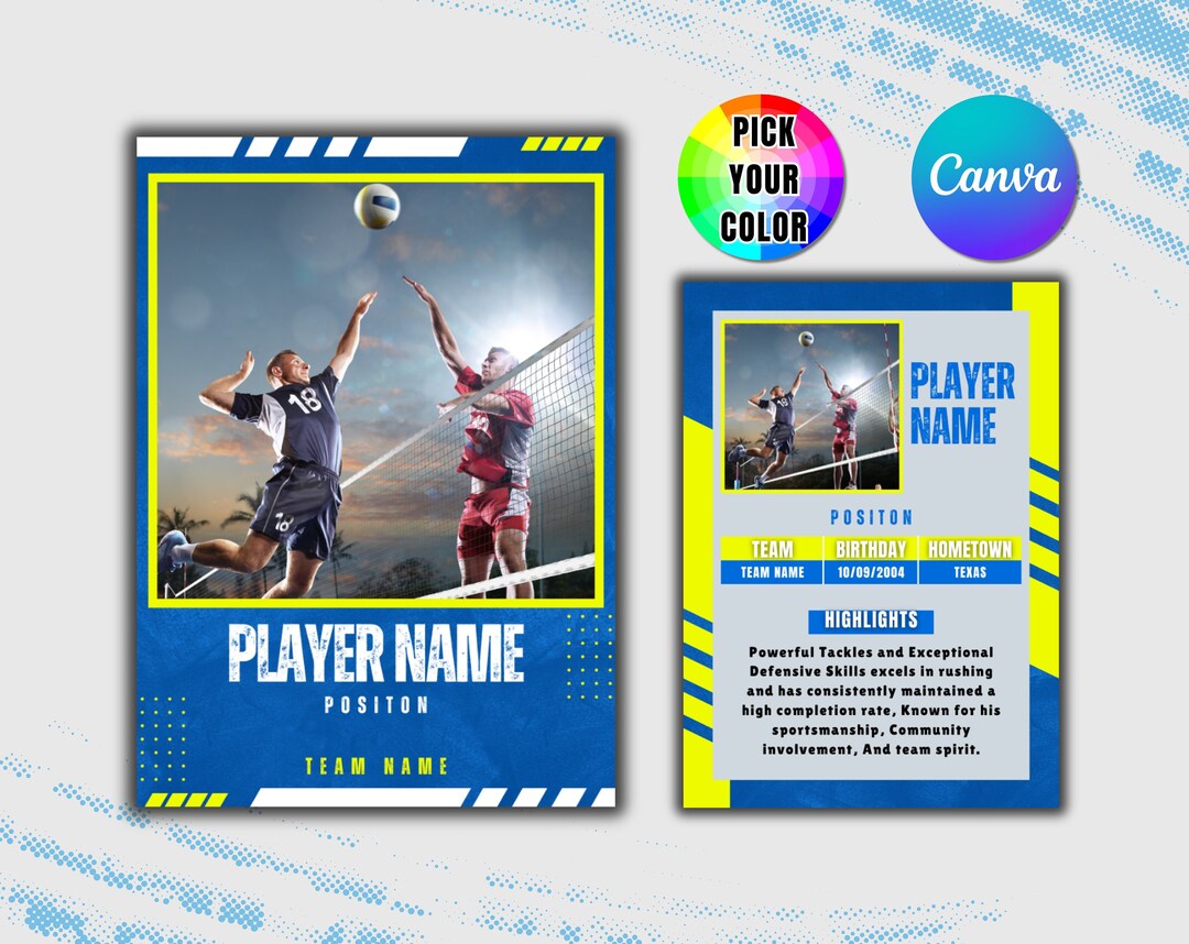 Editable Volleyball Trading Cards Template Personalized DIY Sport Card ...