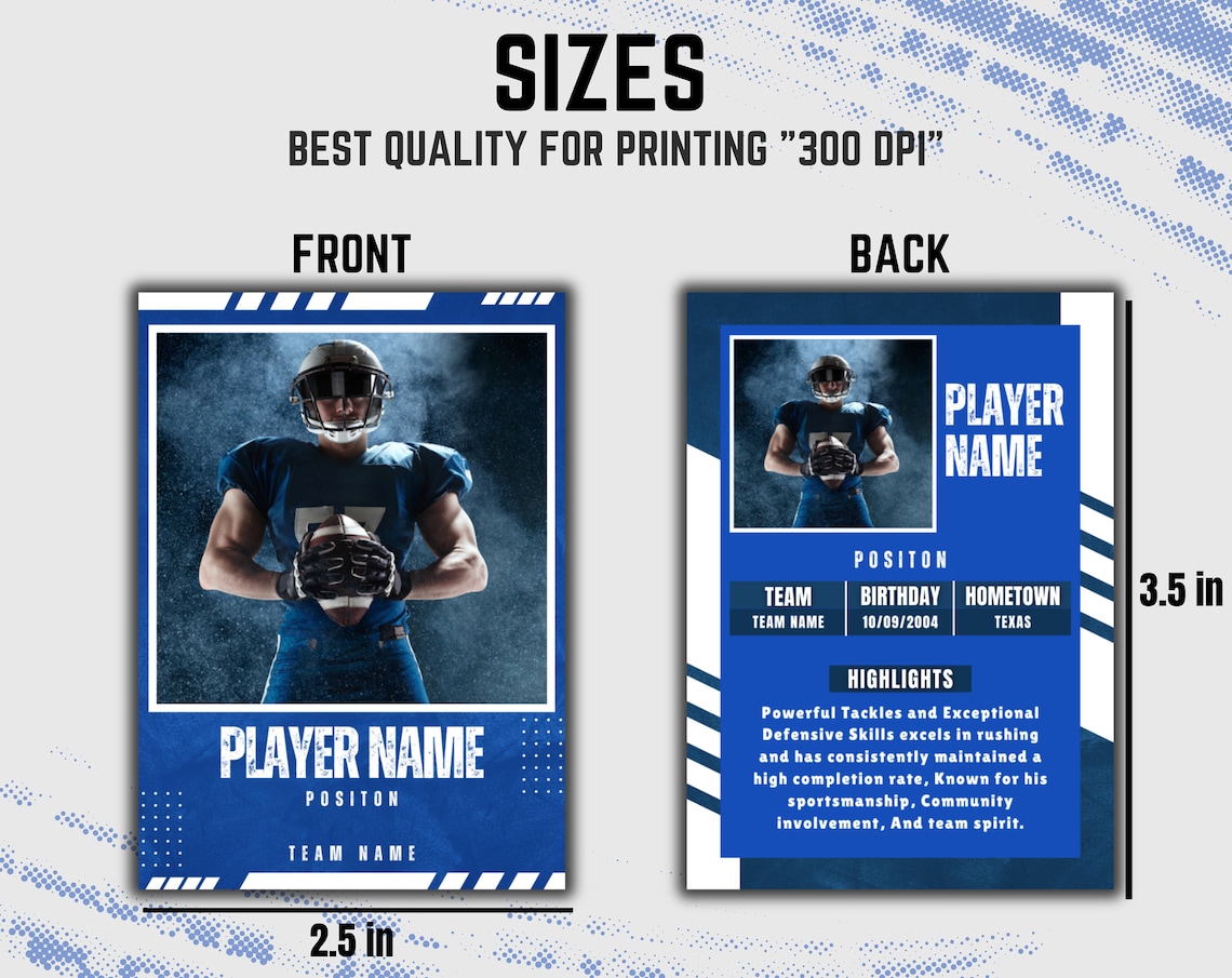 Football Trading Cards Template Personalized DIY Sport Card ...