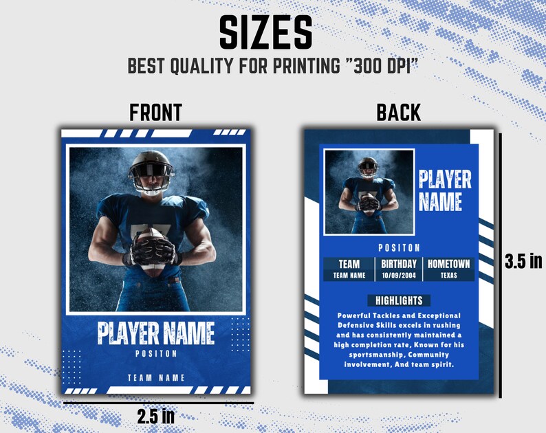 Football Trading Cards Template Personalized DIY Sport Card ...